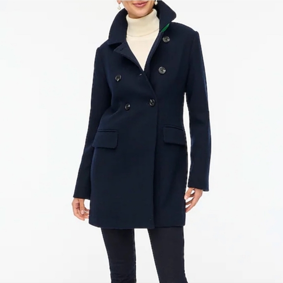 J. Crew | Jackets & Coats | J Crew Wool Blend Navy Blue Topcoat Size 8 ...